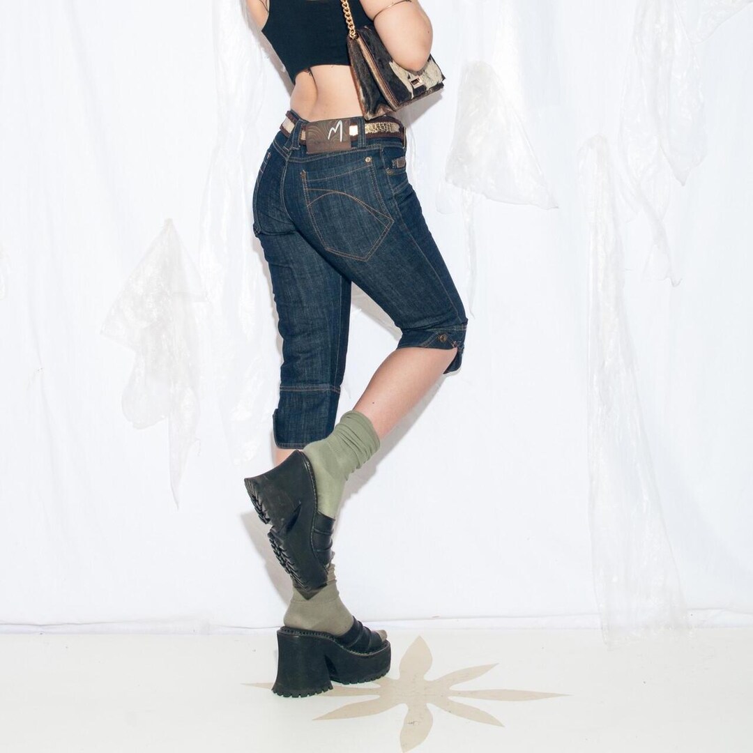 Vintage Y2K Capri Jeans in Blue by Matmazel - 2000s Low Rise Waist ...