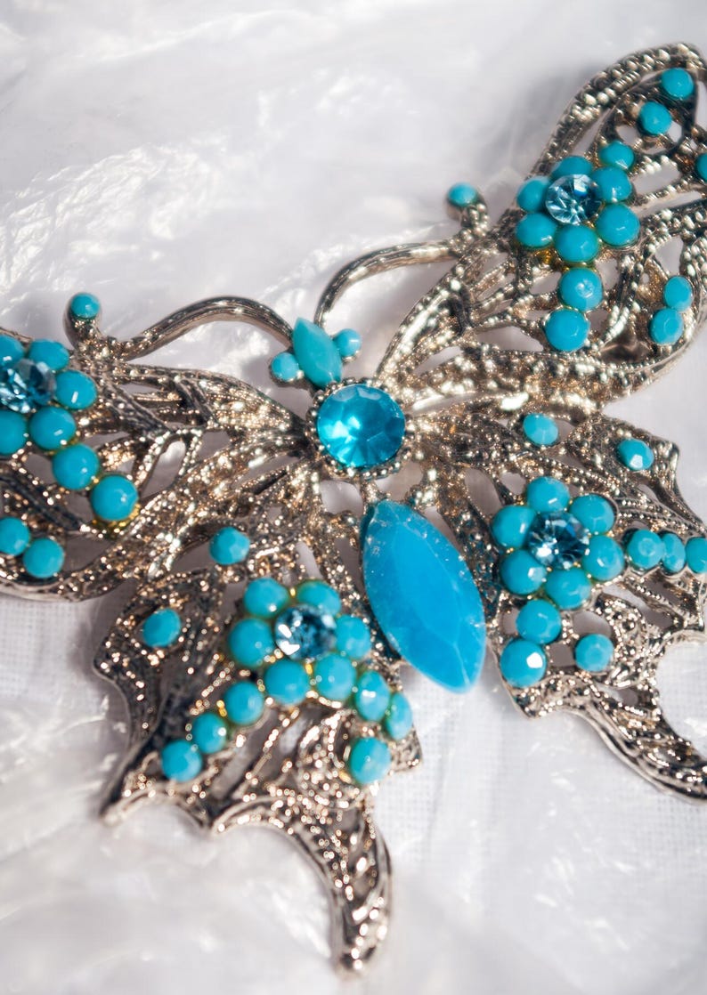 Vintage Y2K Butterfly Brooch in Silver Blue 2000s Whimsigoth Fairycore ...