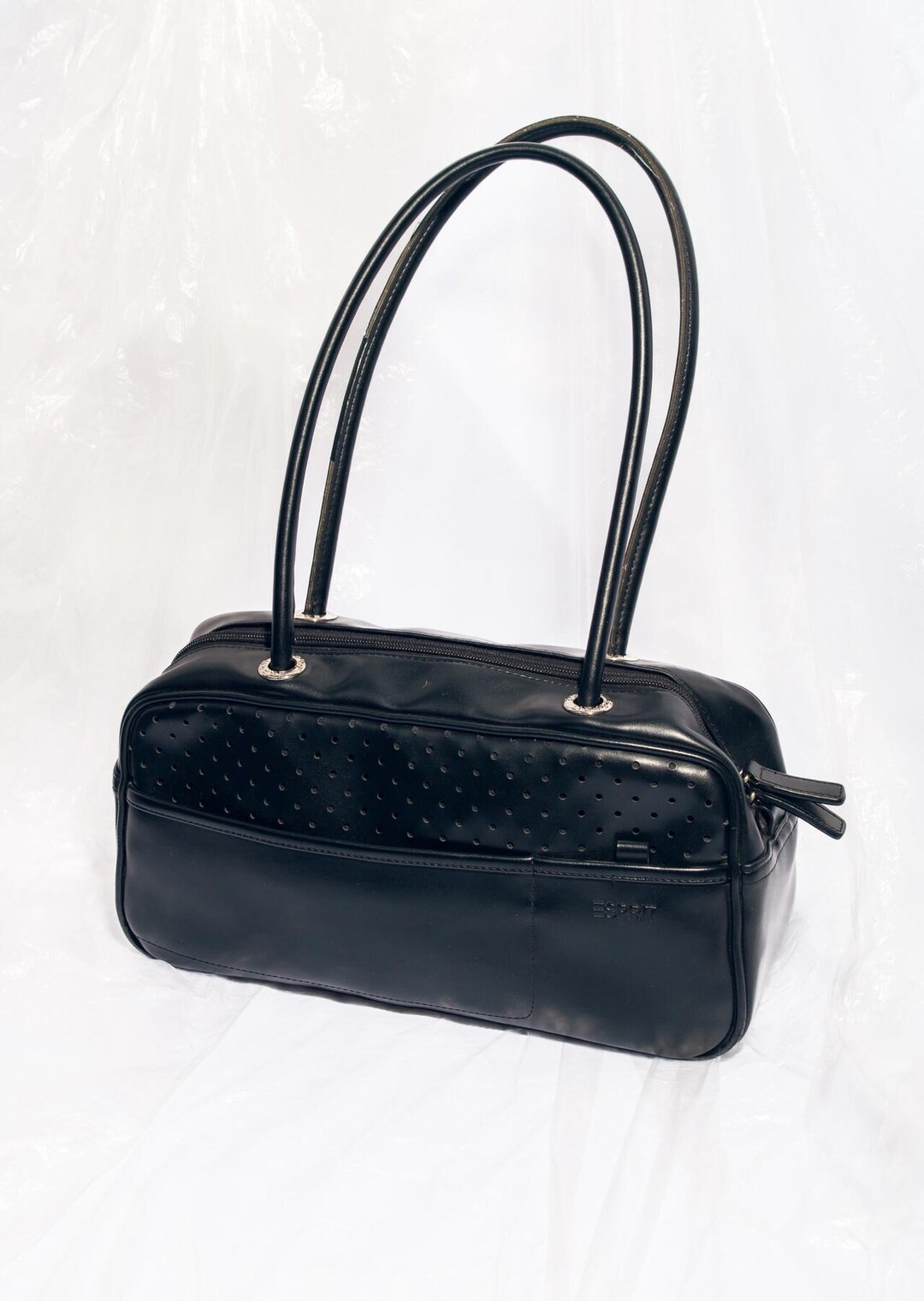 Vintage Y2K Box Bag in Black Faux Leather 2000s Vintage Style Vintage ...