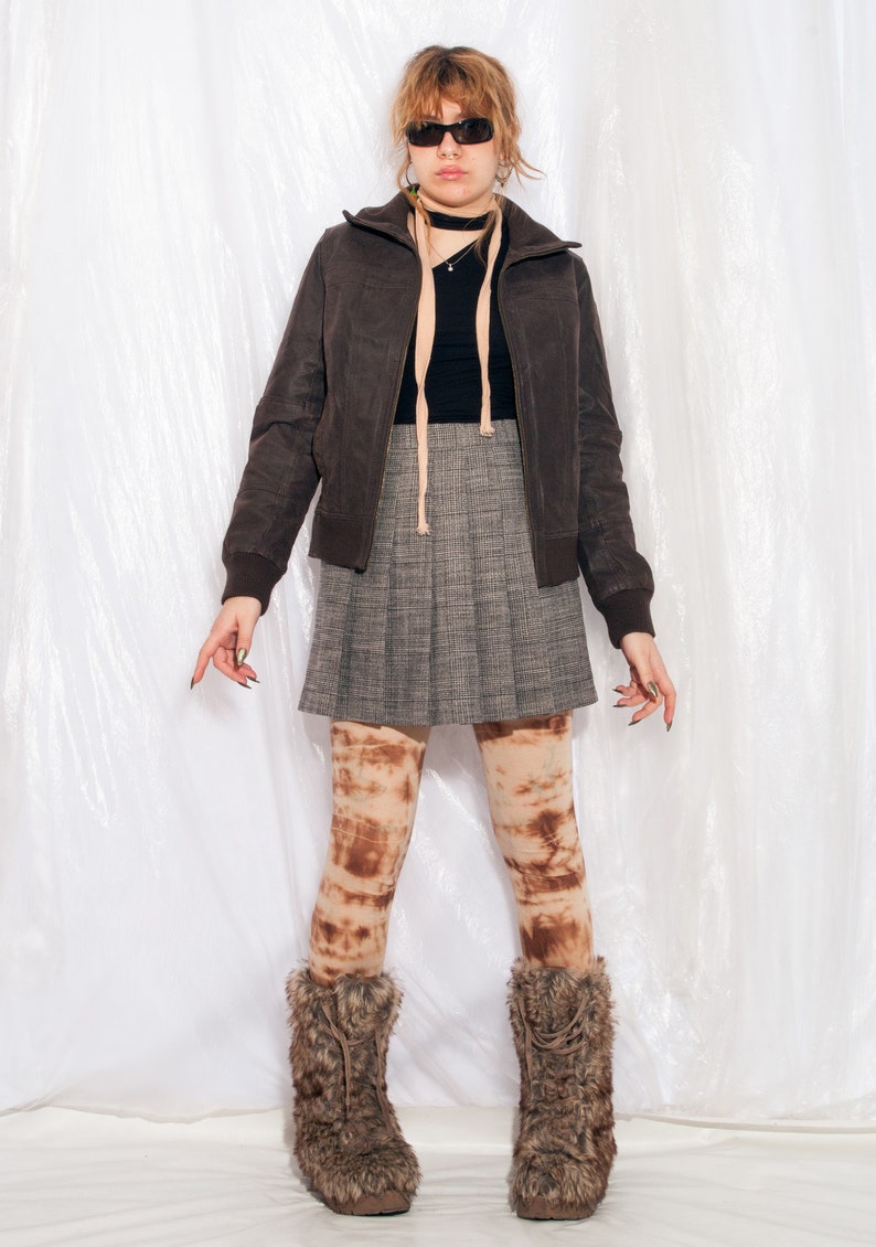 Vintage Racer Jacket Y2K Leather Coat in Brown 2000s Punk Rave - Etsy