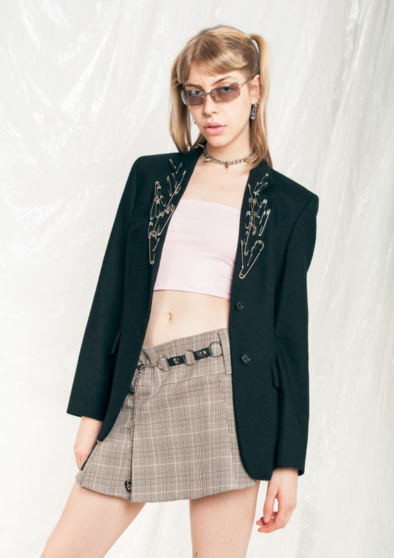 Vintage Sisley Blazer Y2K Reworked Safety Pin Jacket 2000s - Etsy
