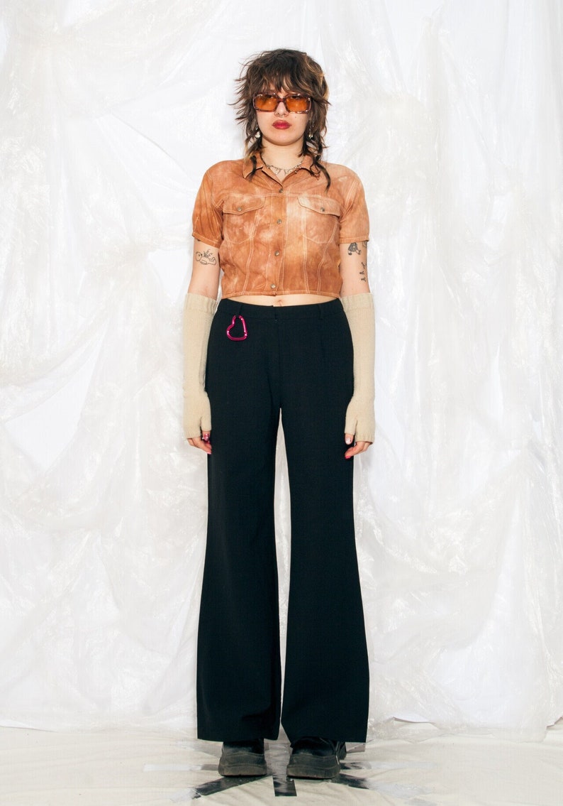 Vintage 90s Reworked Crop Top in Tie-dyed Brown Cotton 1990s Short ...