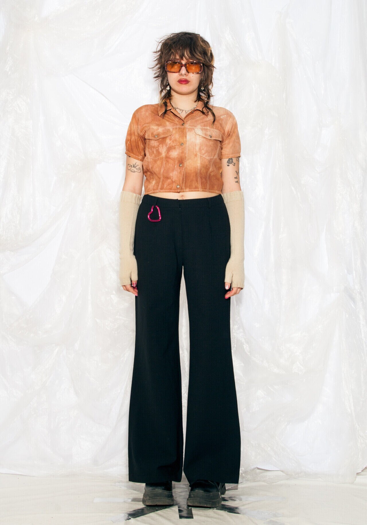 Vintage 90s Reworked Crop Top in Tie-dyed Brown Cotton 1990s Short ...