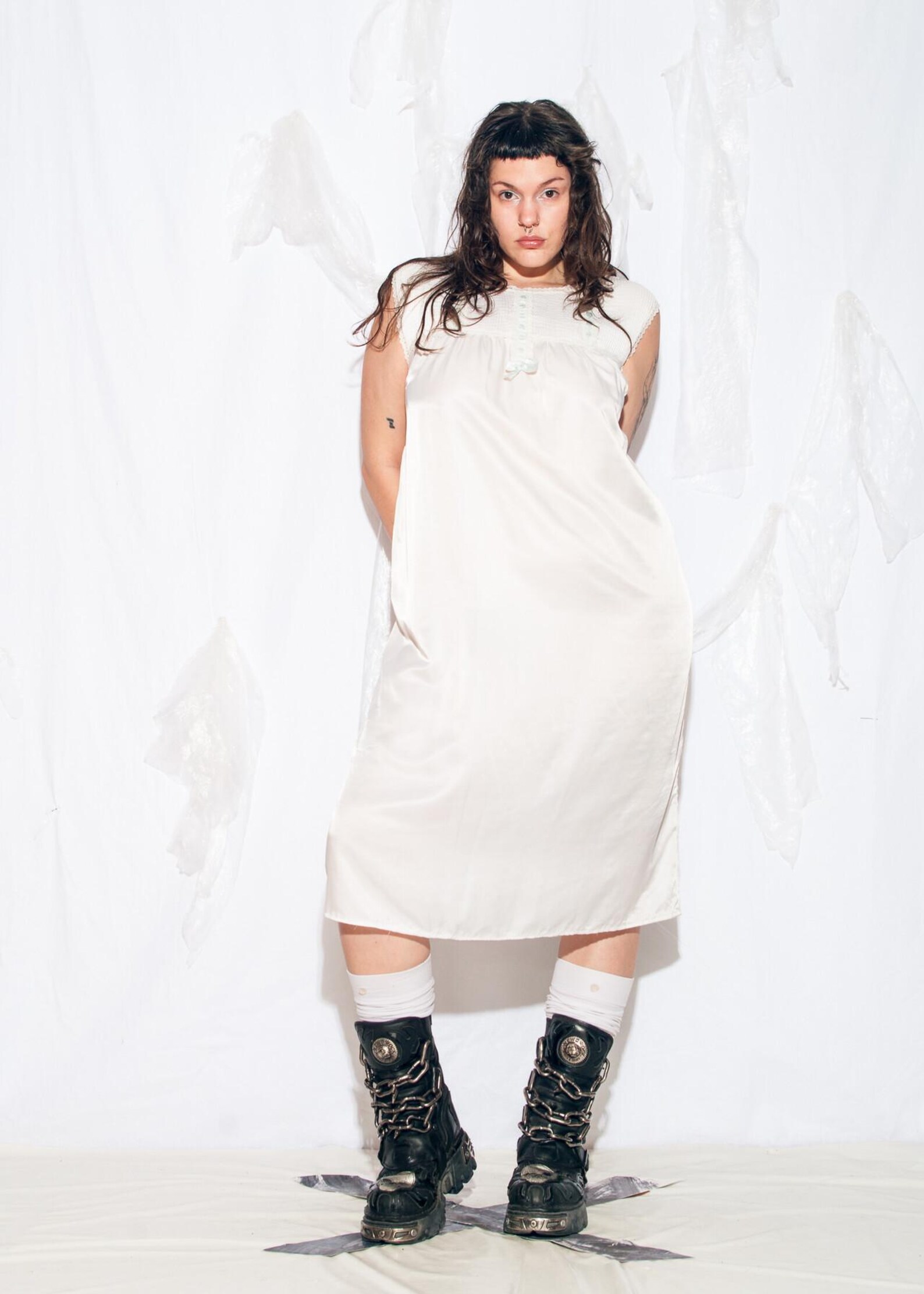 Vintage 50s Satin Slip Dress in White - 1950s Coquette Style Nightgown ...