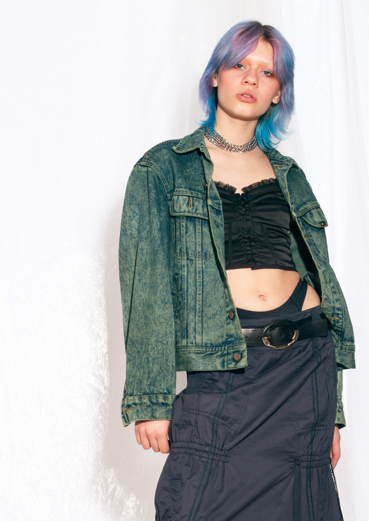Vintage Lee Denim Jacket 80s Reworked Overdyed Coat 1980s Upcycled Tie ...