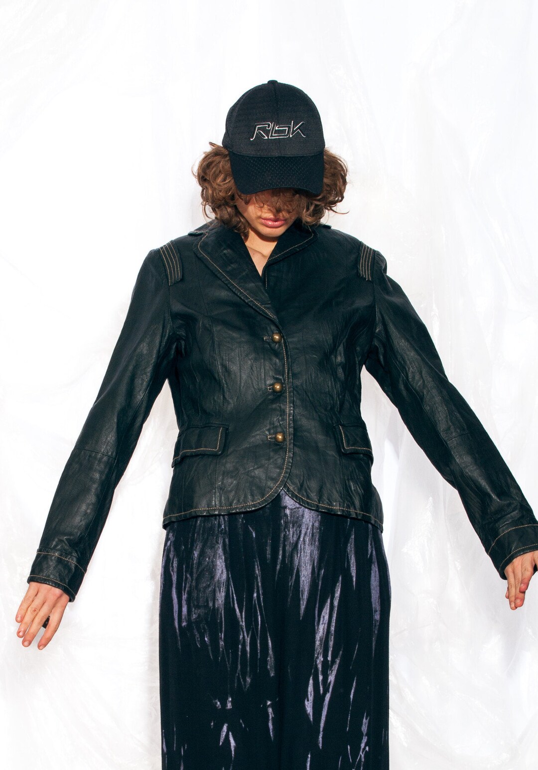 Vintage Y2K Leather Jacket in Black Biker Style Y2K Blazer - Etsy