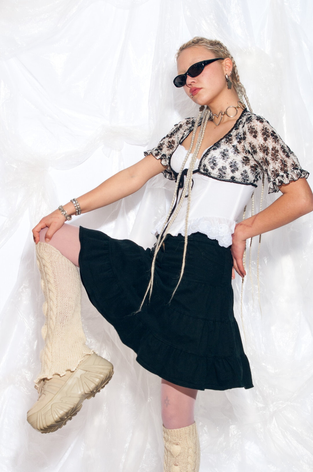 Vintage Y2K Mesh Shrug Top in Sheer Lace Fairycore 2000s Fairy Bolero ...