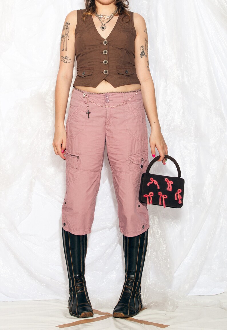 Vintage Y2K Cargo Shorts in Pink Fairycore Grunge 2000s Cyber Grunge ...