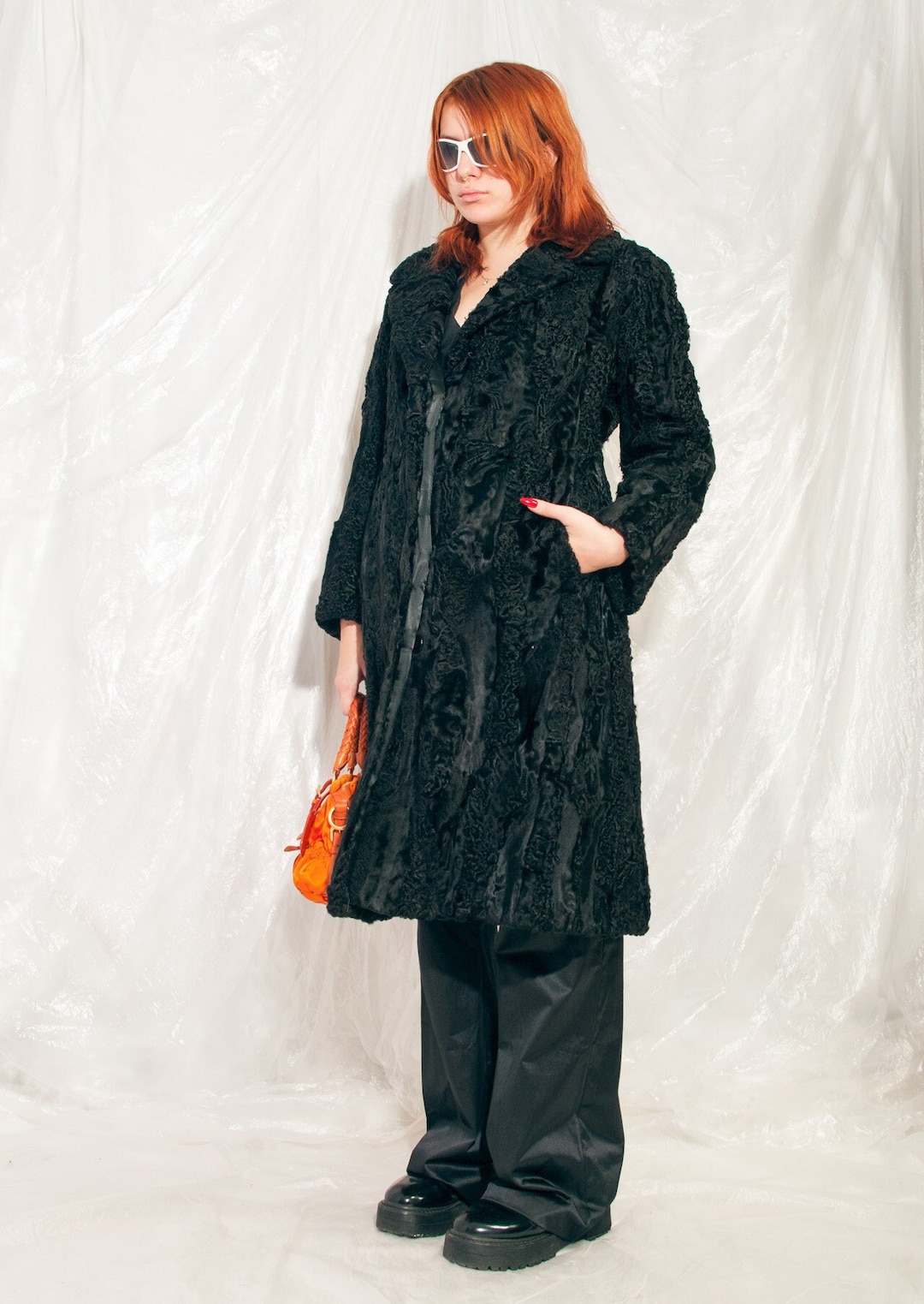 Vintage Shearling Coat 70s Real Fur Winter Coat in Black 1970s Penny ...