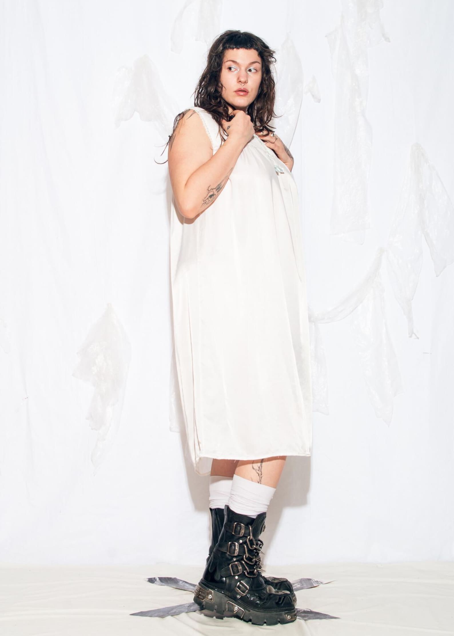 Vintage 50s Satin Slip Dress in White - 1950s Coquette Style Nightgown ...