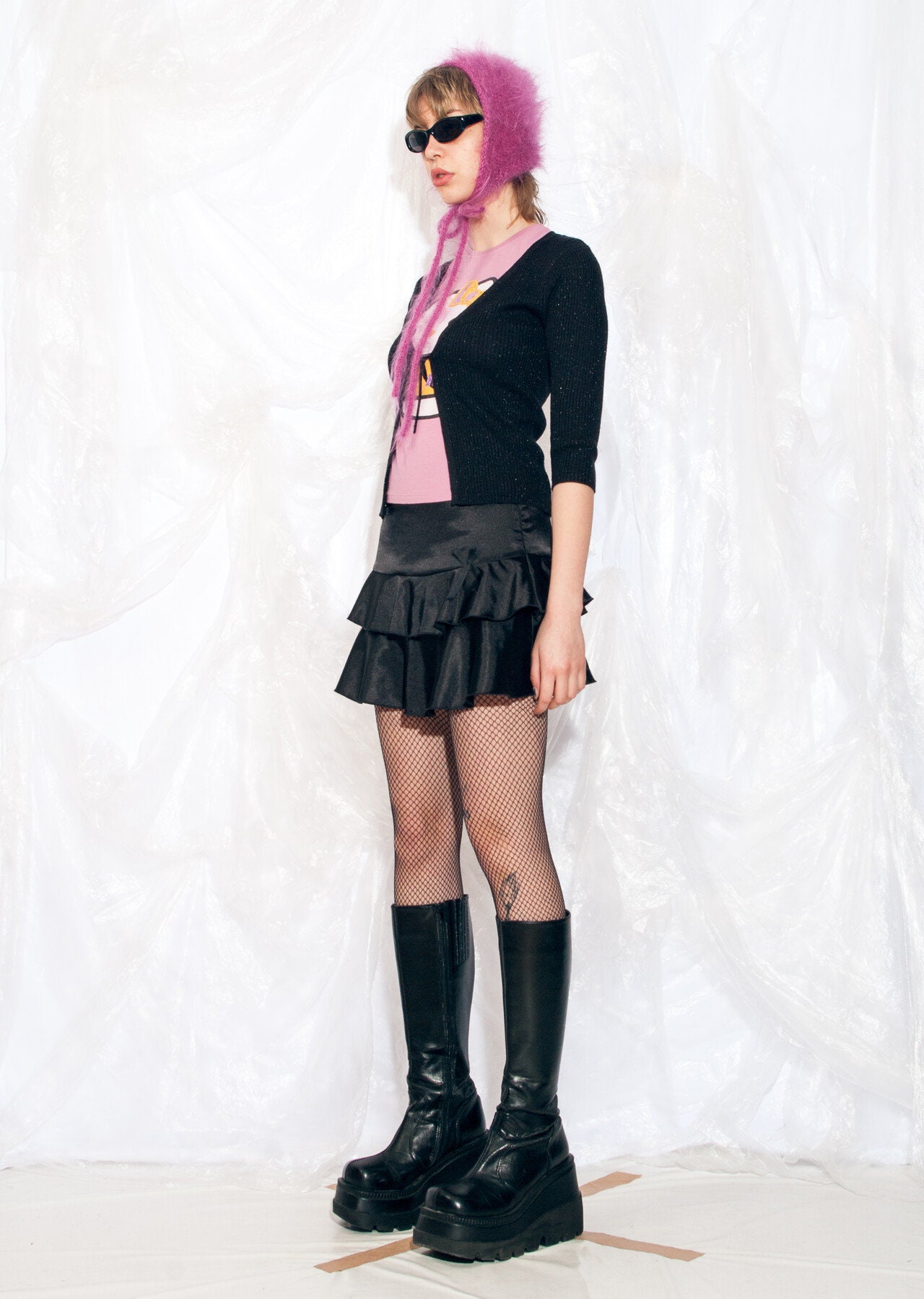 Vintage Y2K Rib Knit Cardigan in Sparkling Black 2000s Long Sleeved ...