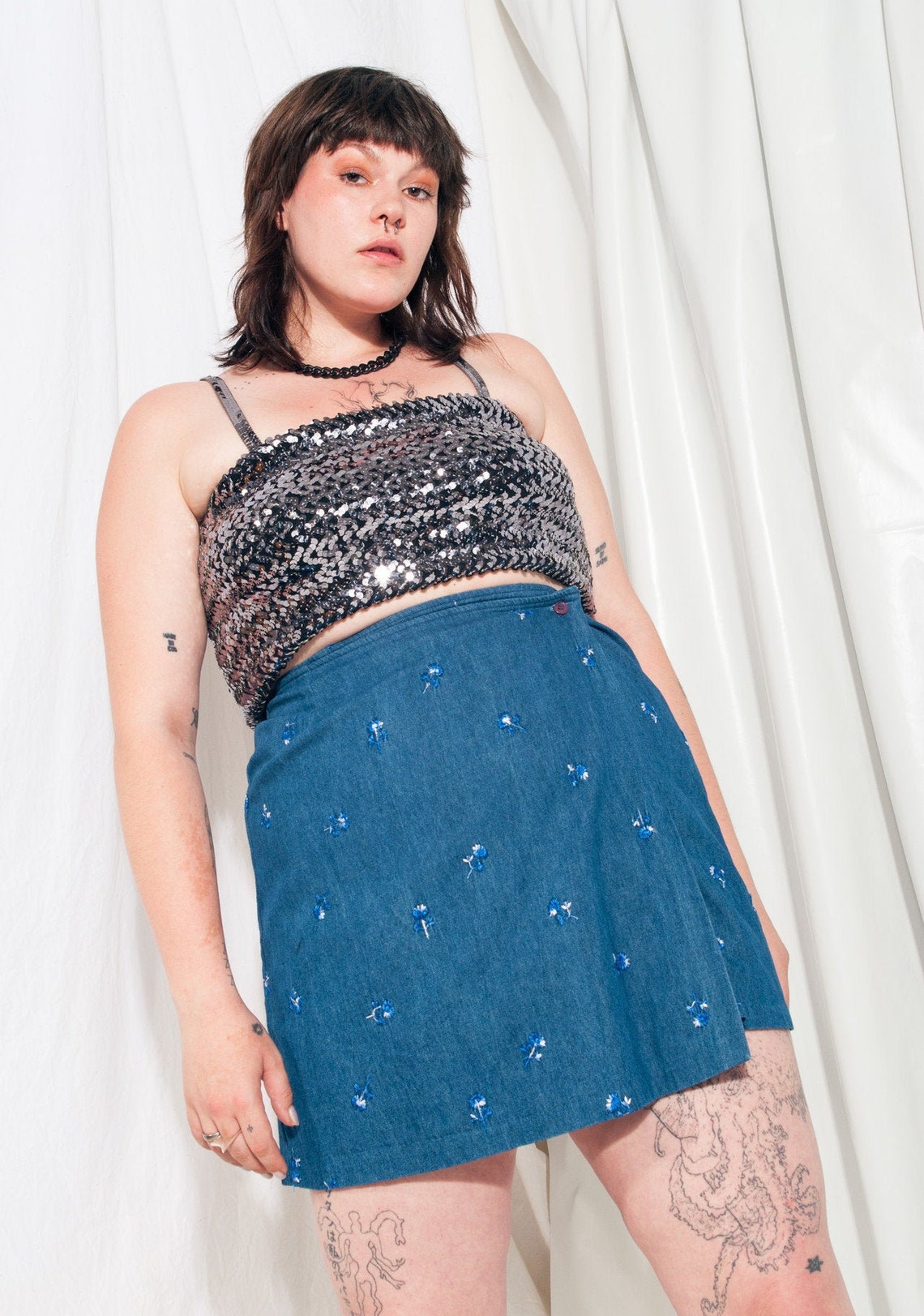 Vintage Party Top 80s Silver Sequin Tube Top 1980s Glam | Etsy