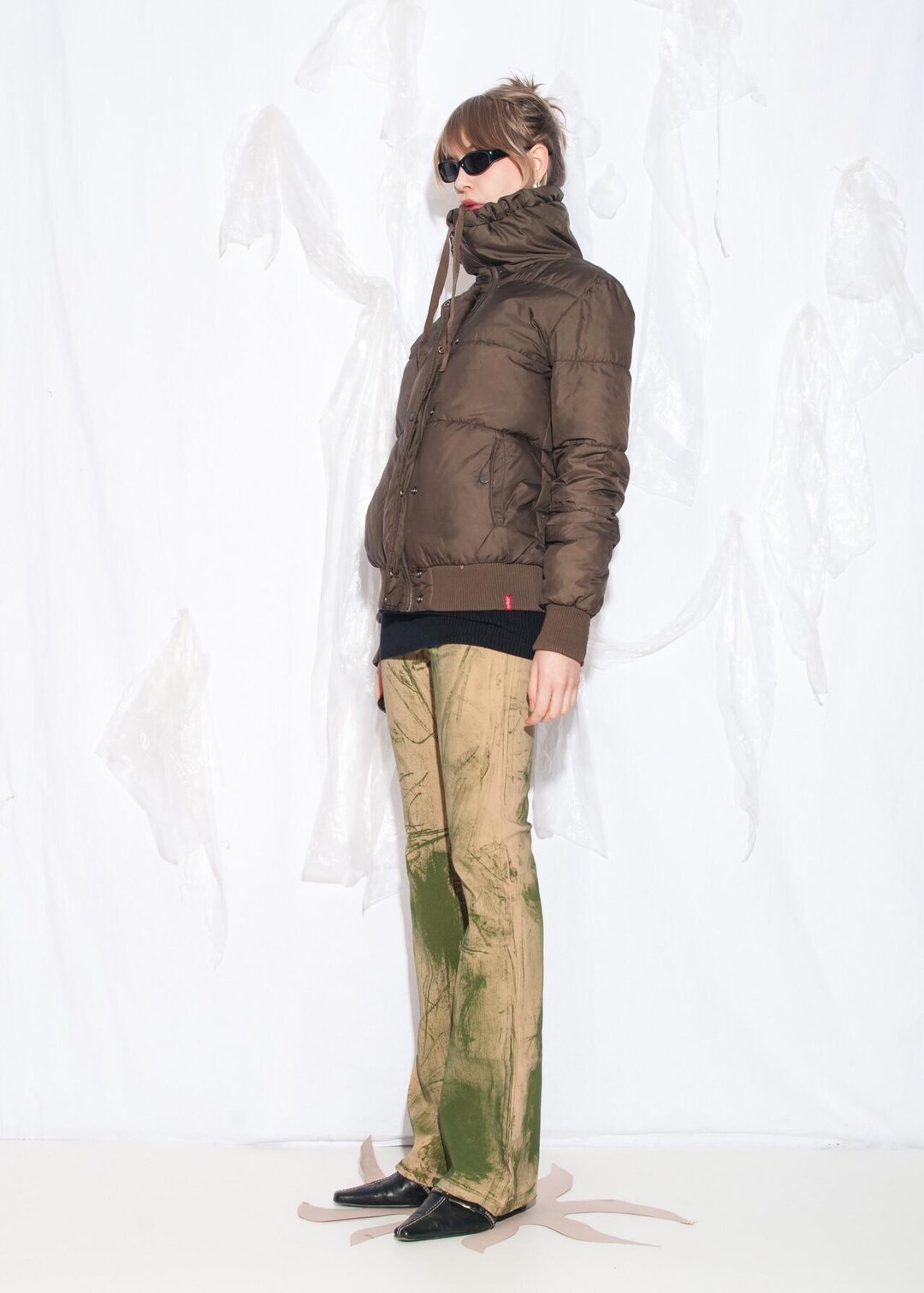 Vintage Y2K Levi's Puffer Jacket in Brown - 2000s Transitional Coat ...