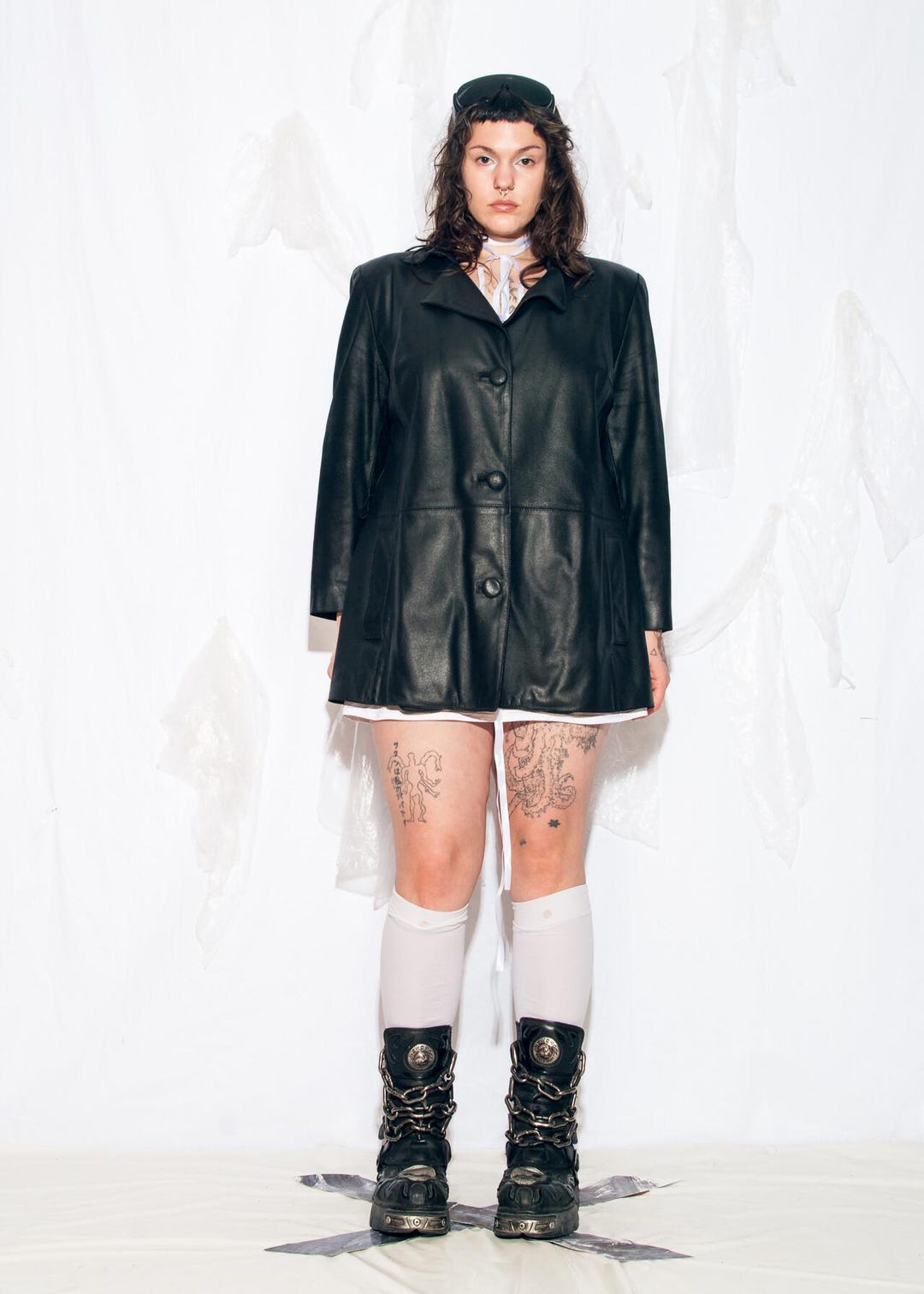 Vintage Y2K Leather Coat in Black - 2000s Matrix-style Grunge Blazer ...