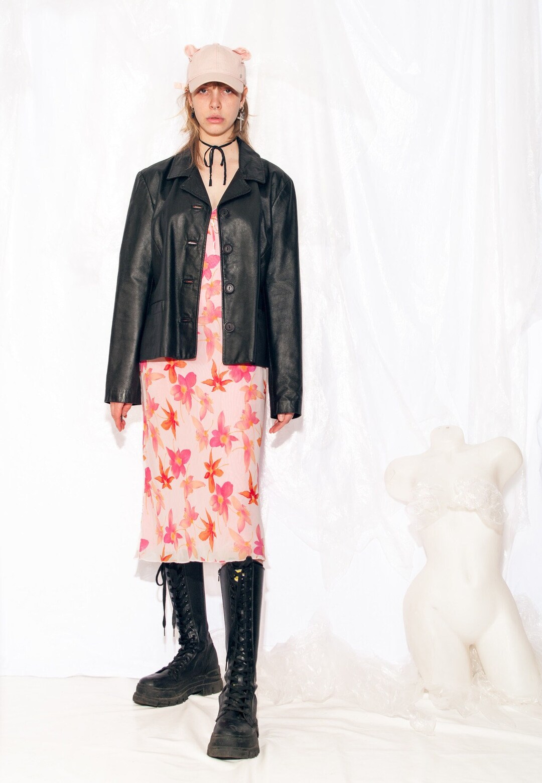 Vintage Leather Jacket Y2K Matrix Style Boxy Fit Coat in Black 90s ...