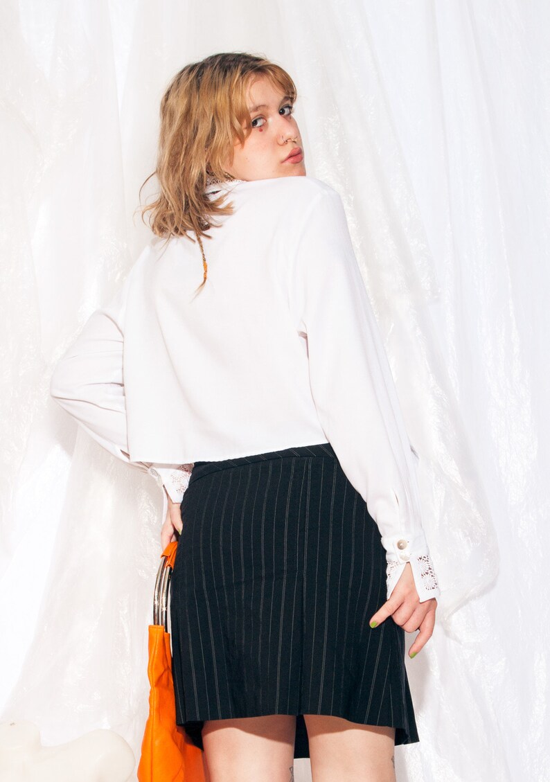 Vintage Blouse 80s Reworked Butterfly Wing Shirt in White Lace 1980s ...