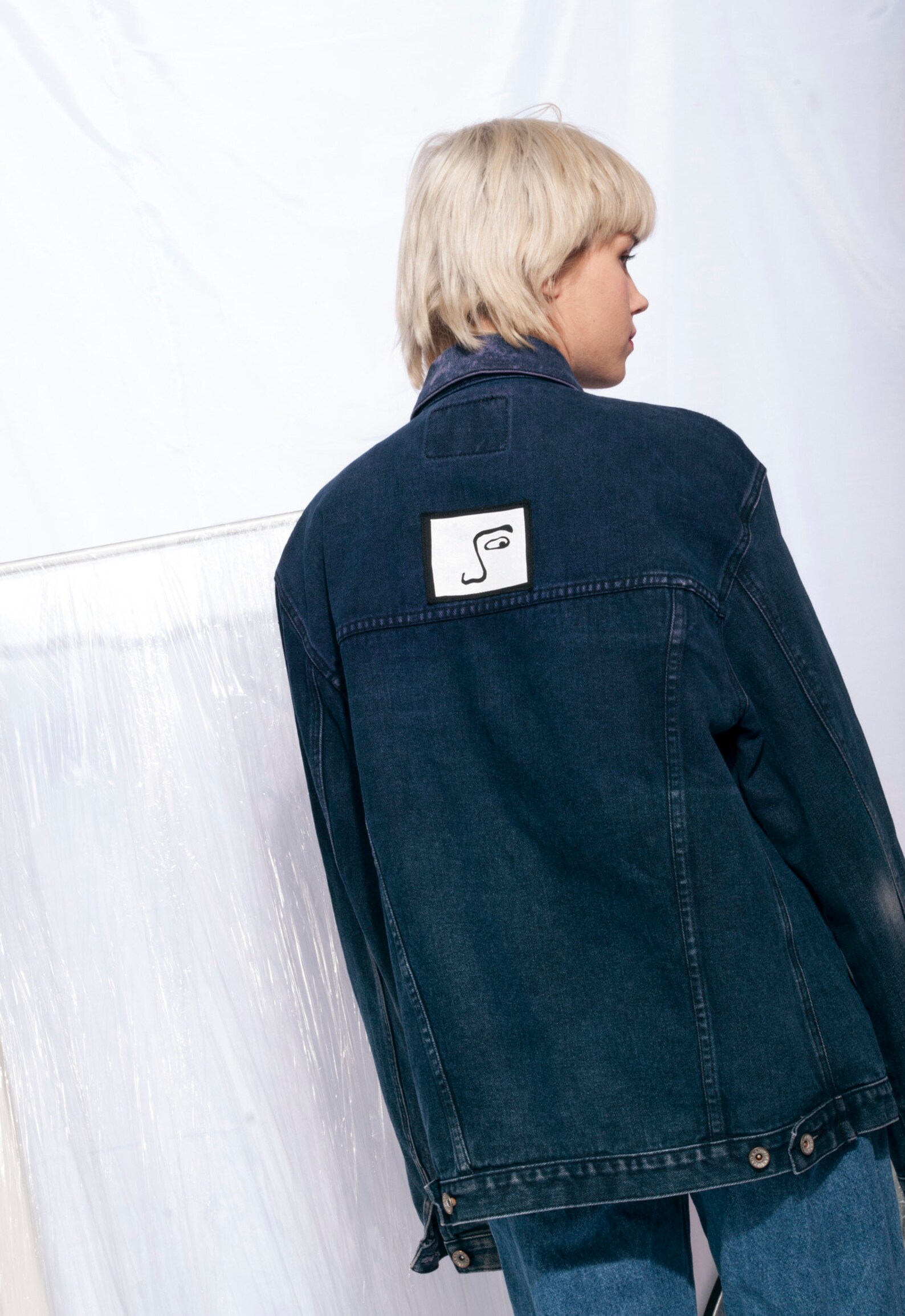 Reworked Vintage Overdyed Denim Jacket W Weird Face Patch 90s Jean ...