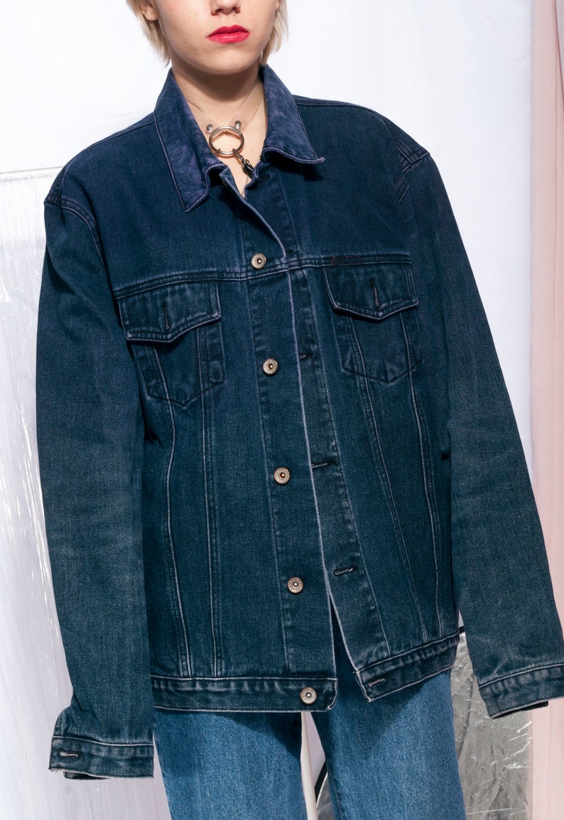 Reworked Vintage Overdyed Denim Jacket W Weird Face Patch 90s Jean ...