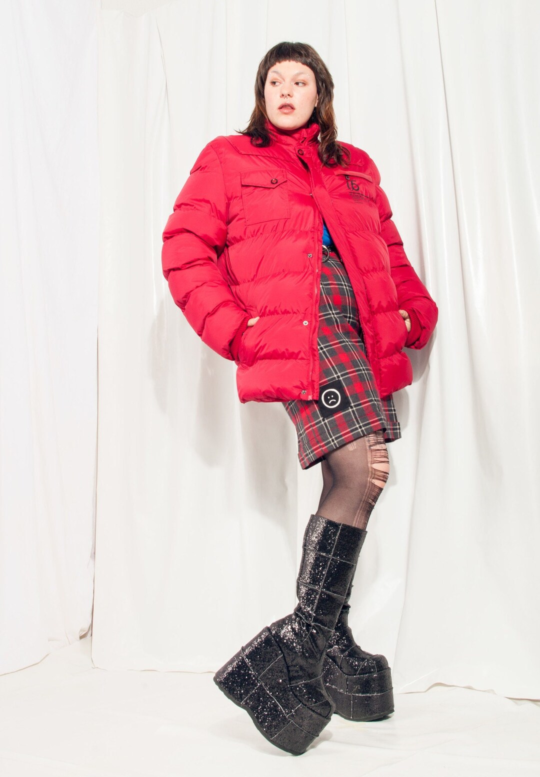 Vintage Puffer Jacket 90s Windbreaker Winter Coat in Red 1990s Chunky ...