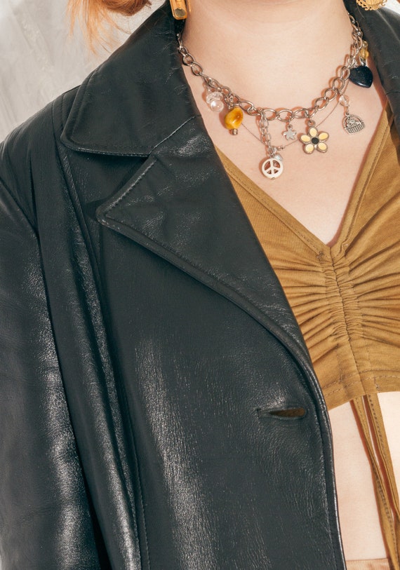 Vintage Leather Jacket Y2K Matrix Maxi Coat in Black … - Gem