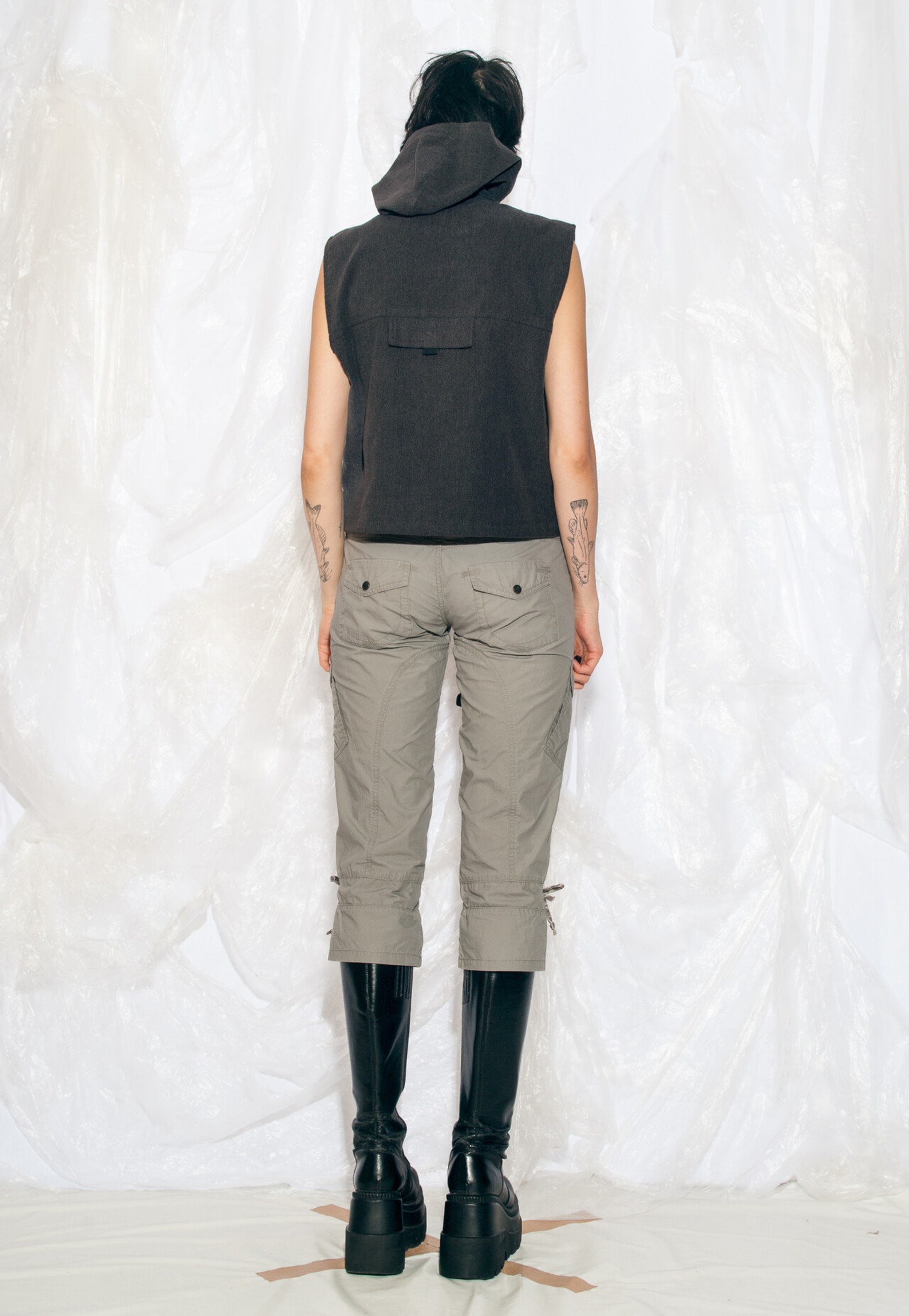 Vintage Y2K Cargo Capri Pants in Grey Green Sporty Coquette 2000s Low ...