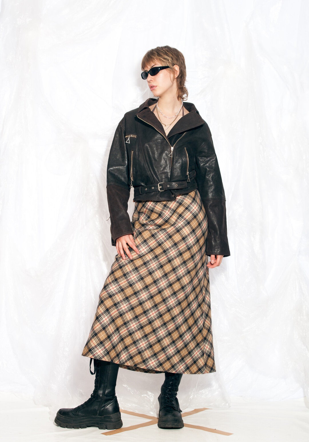 Vintage 80s Leather Jacket in Brown With Wide Shoulders 1980s Cropped ...