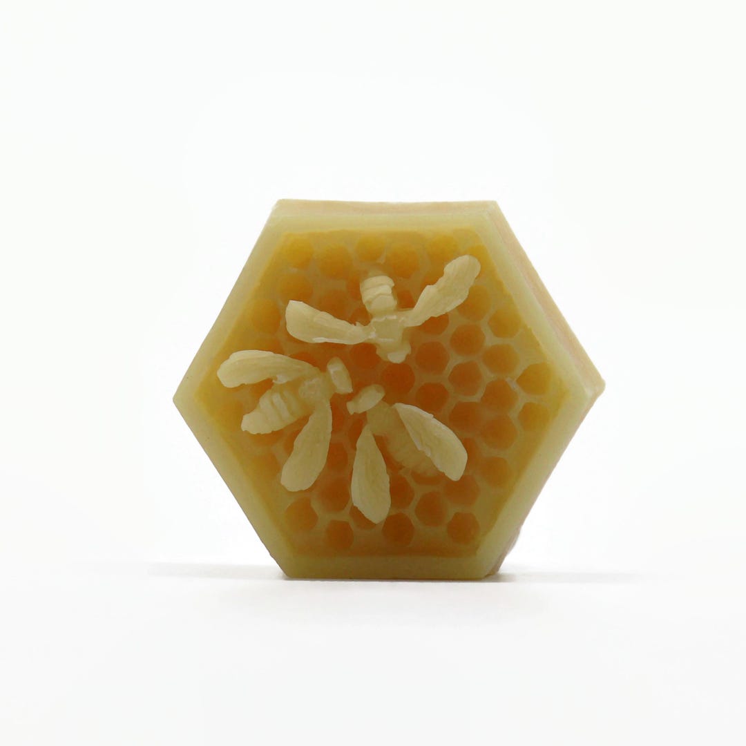 100% Beeswax Hex Block Three Bees on Comb, Natural Thread Conditioner ...