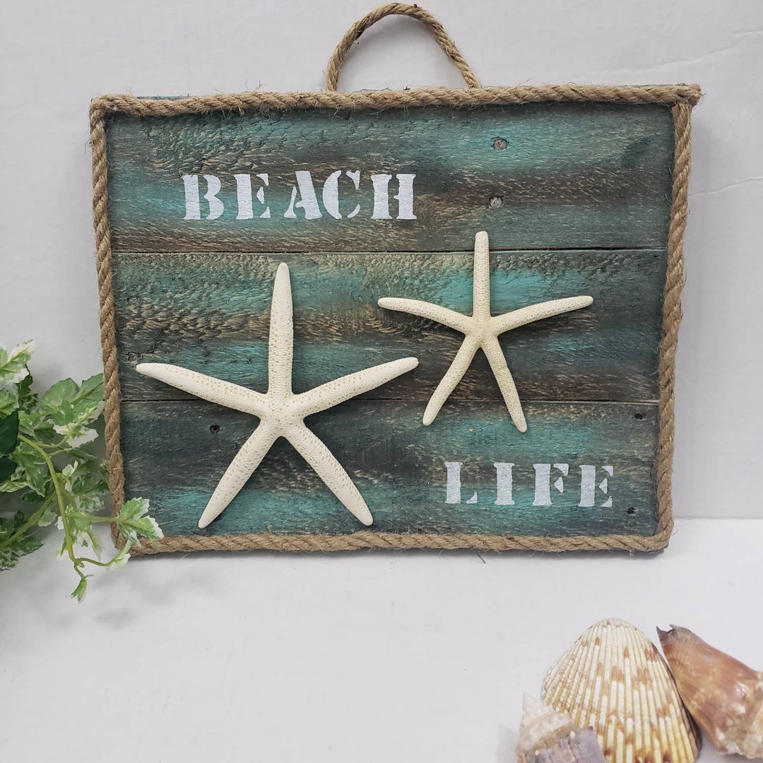 Beach Coastal Nautical Starfish Wall Decor Plaque. - Etsy