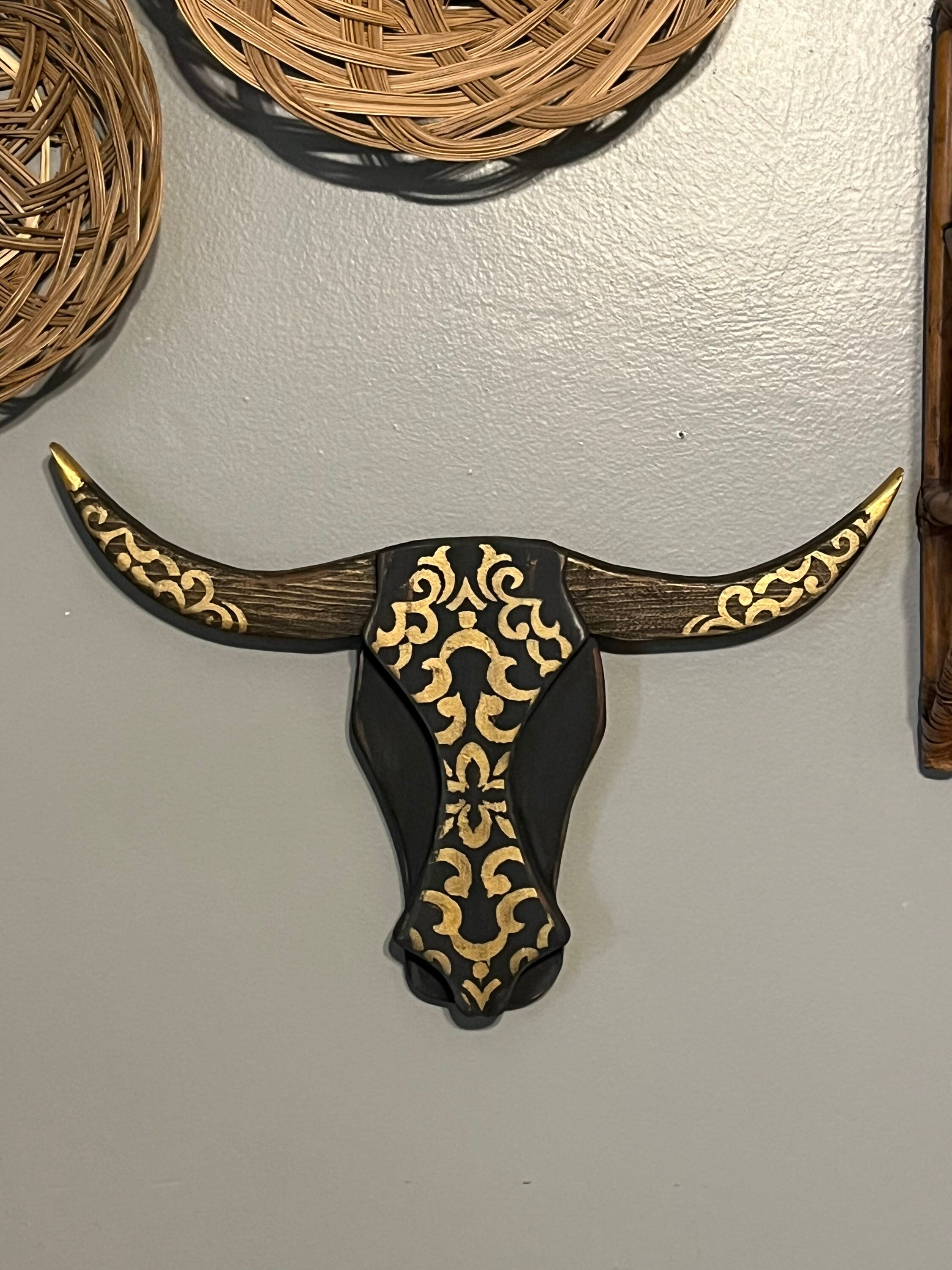 Boho, Bull Head Wall Decor, Western Style, Western Wall Decor, Bull ...