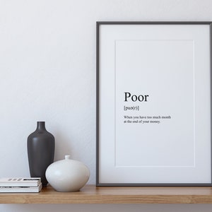 Poor Definition Print Modern Typography Print Modern Art Decor ...