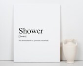 Shower Definition Print Unique Poster Modern Typography | Etsy