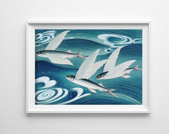 Flying Fish Print | Etsy