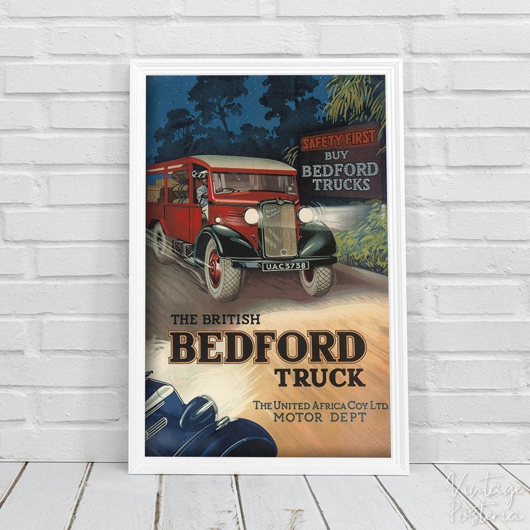 Cartel retro El cartel retro del camión Bedford británico, decoración ...