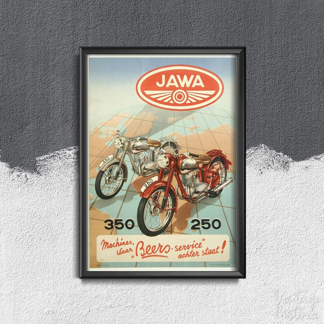 Jawa Retro Motorcycle Poster Retro Poster, Retro Print, Tour De France ...