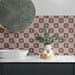 Geometric Circles PVC Floor Tiles, Red Tile Stickers, Peel and Stick ...