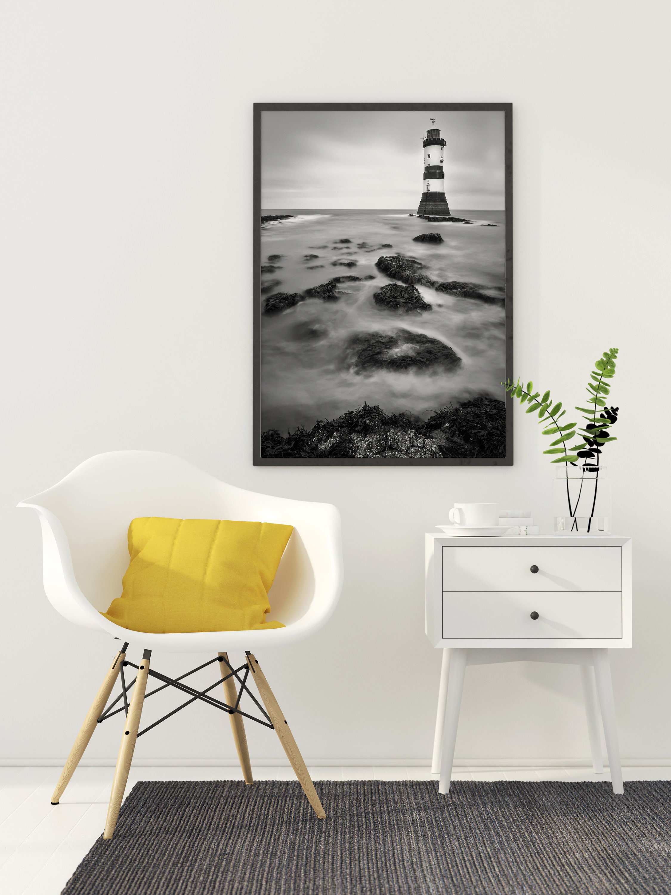 Lighthouse Beach Poster Affiche Art Modern Sea Print | Etsy