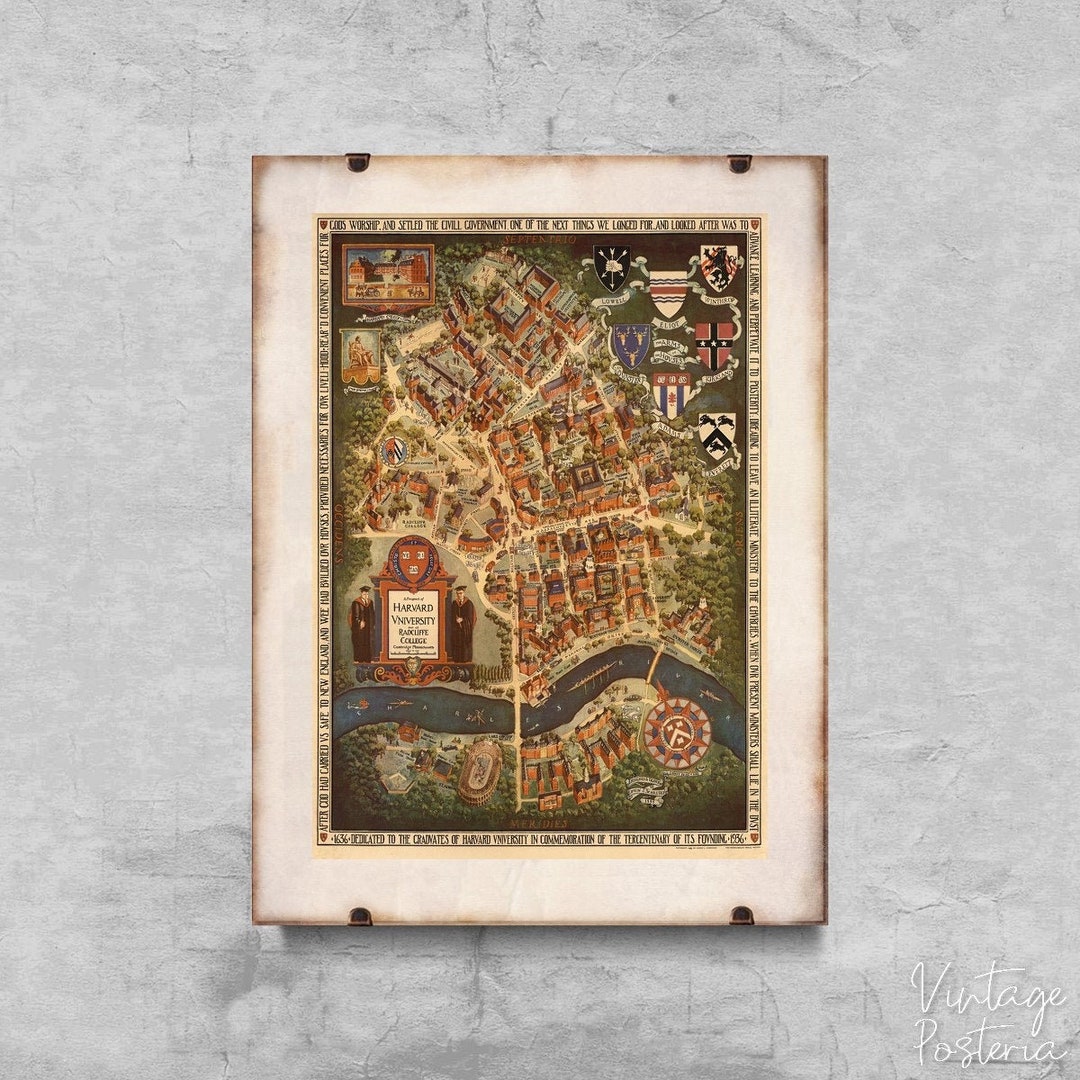 Retro Harvard University Retro Poster, Modern Wall Decor, Old Prints ...