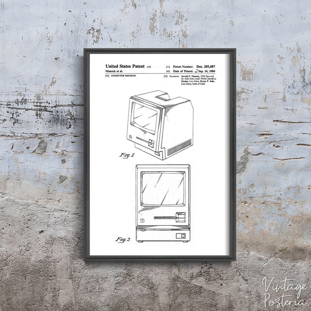 Original Apple Macintosh Computer Patent Retro Poster, Cotton Canvas ...