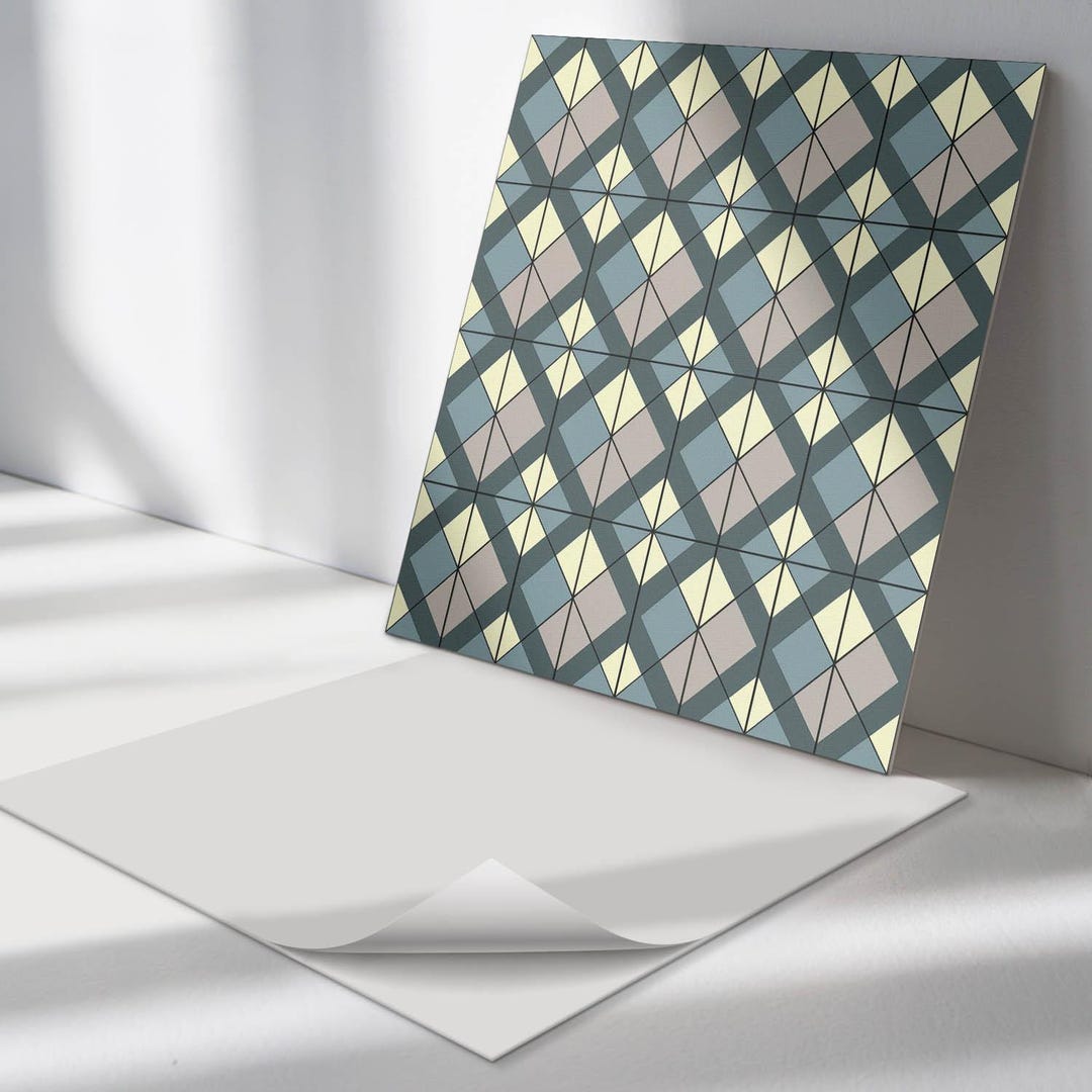 Geometric Checkered Pattern Tile Stickers, Gray Peel and Stick Tiles ...