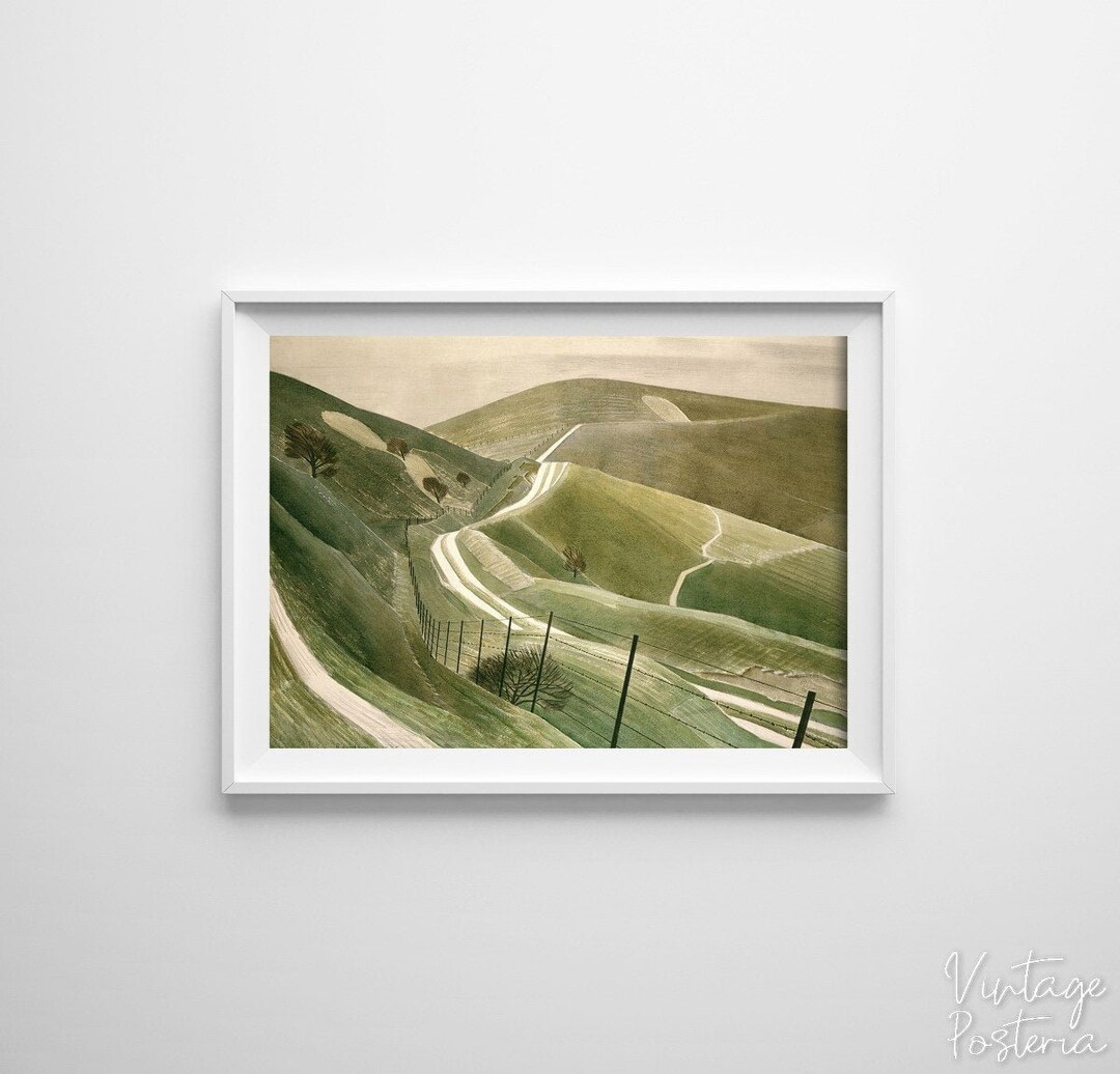 Chalk Paths Eric Ravilious Retro Poster, Retro Poster, Art Reproduction ...