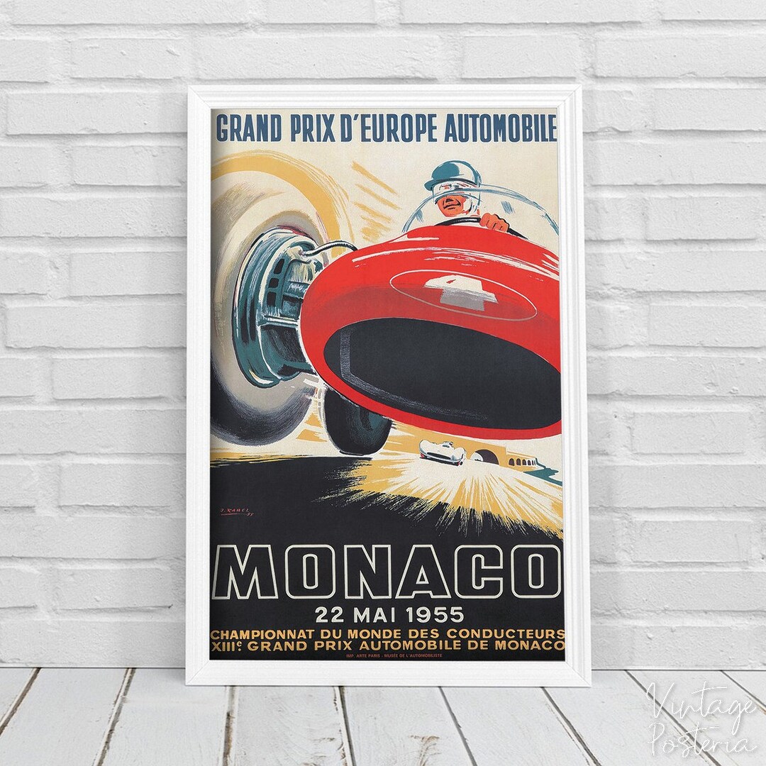 Monaco Retro Grand Prix Poster Retro Poster, Self Adhesive Poster, Car ...