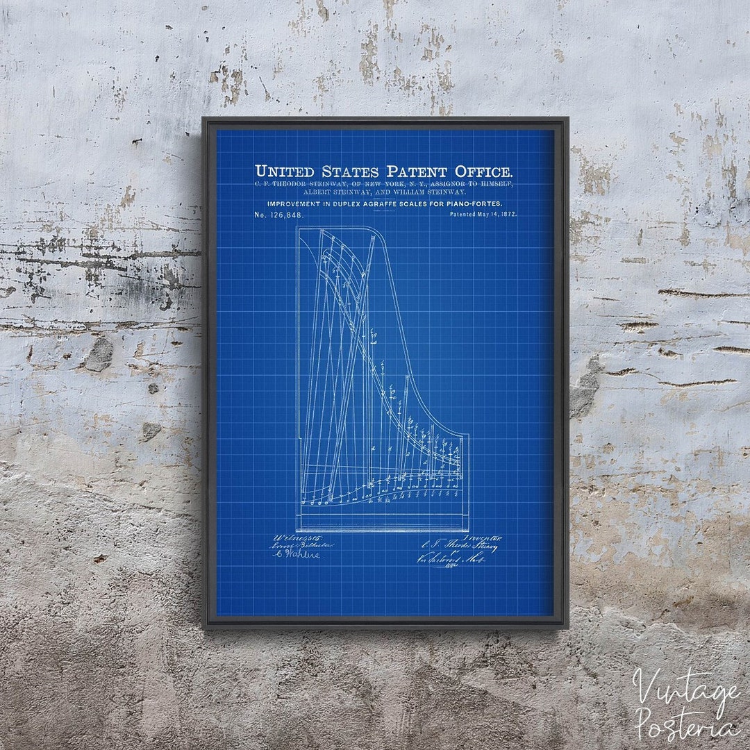 Steinway Piano Forte Patent Retro Poster, Retro Poster, Airplanes ...