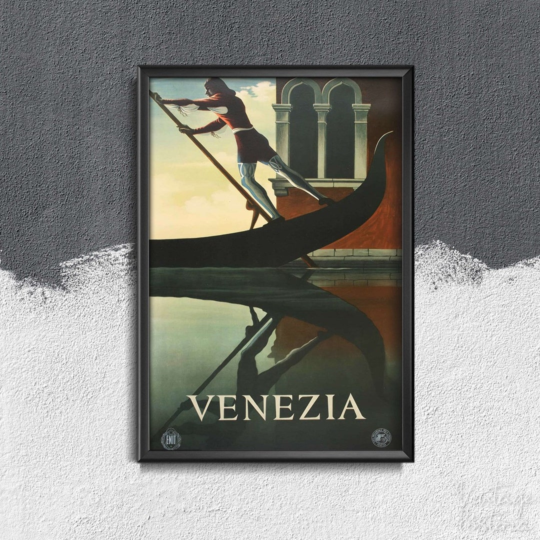 Venice Gondola Travel Poster Retro Poster, Self Adhesive Poster ...