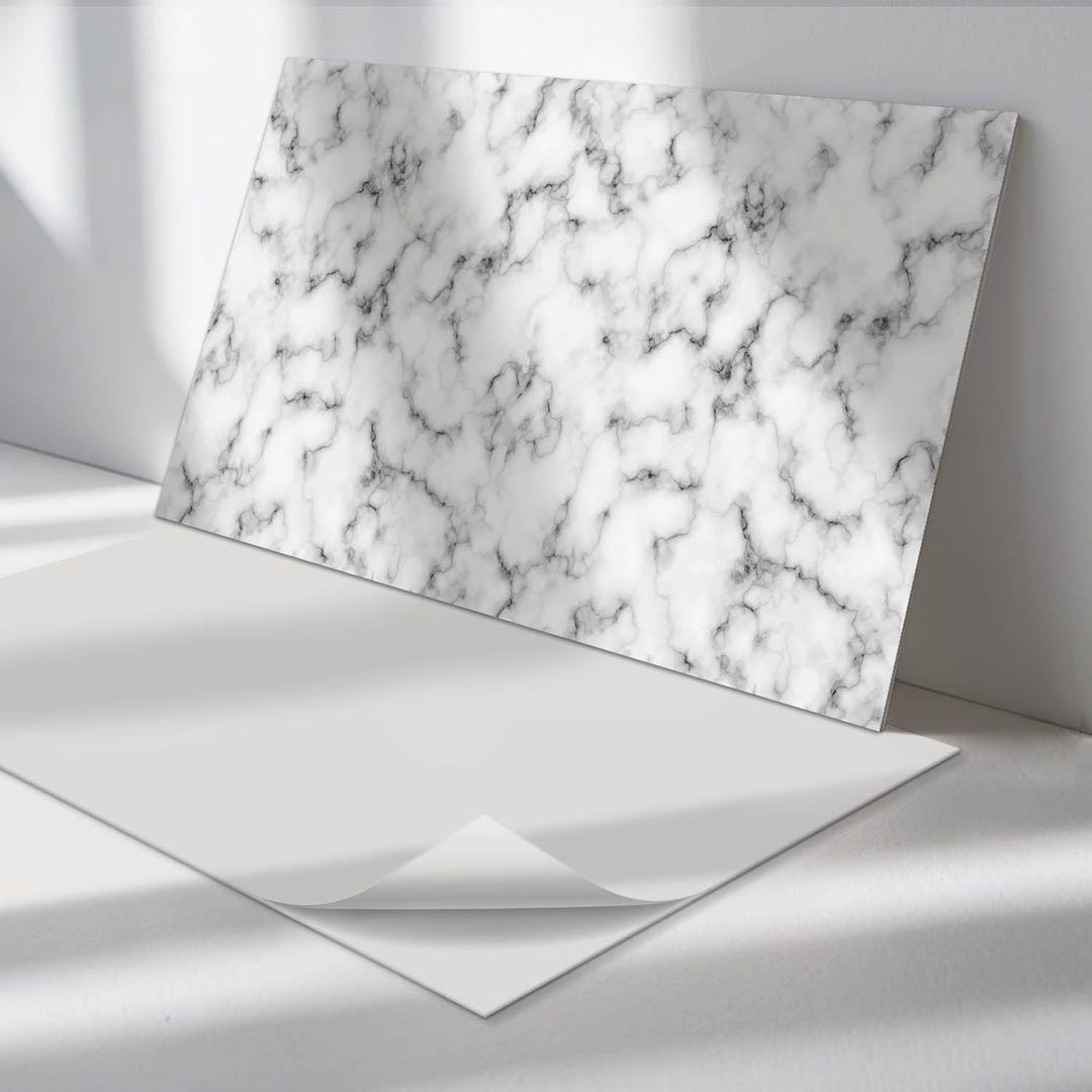 Marble With Veins Panel Stickers, Black Removable Panels, Splashback ...