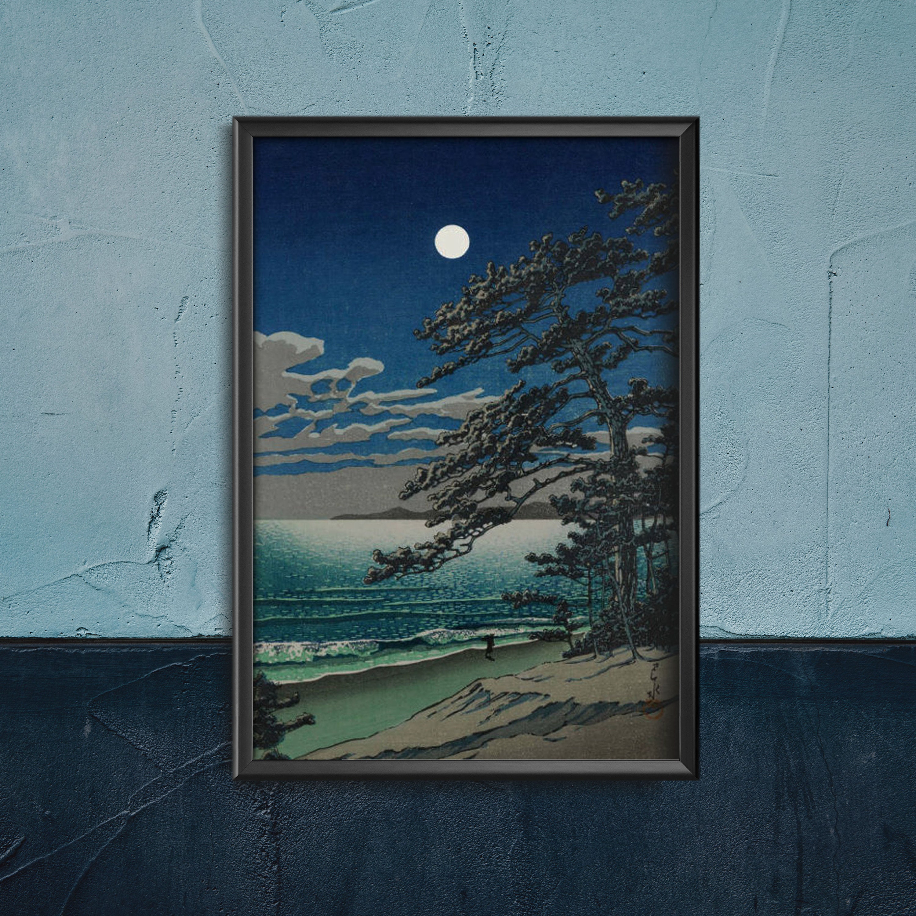 Japanese Art Print Spring Moon at Ninomiya Beach by Kawase Hasui Retro ...