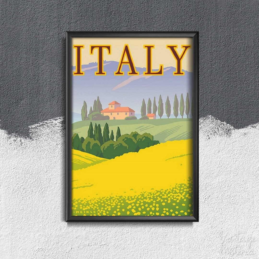 Italy View Travel Poster Retro Poster, Aesthetic Art., Retro Travel ...