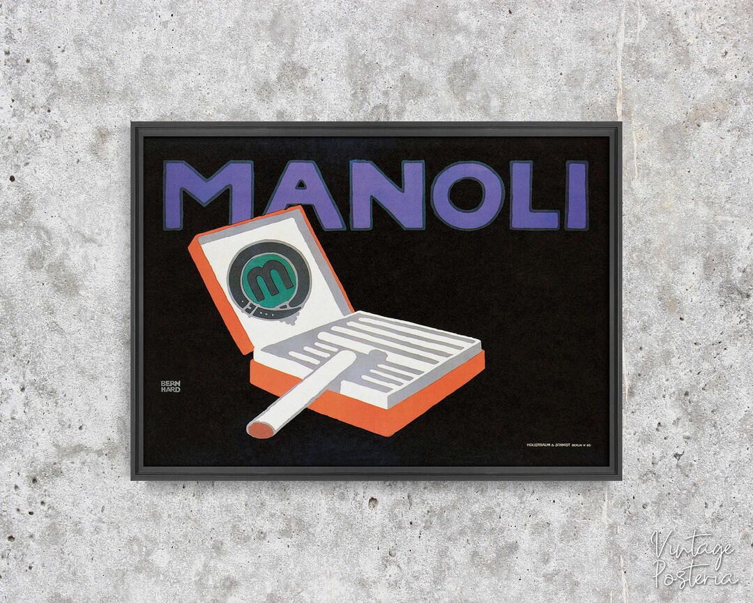 Manoli, Cigarettes, Retro Poster, Cigarettes and Typography, Black and ... Manoli, Cigarettes, Retro Poster, Cigarettes and Typography, Black and ...