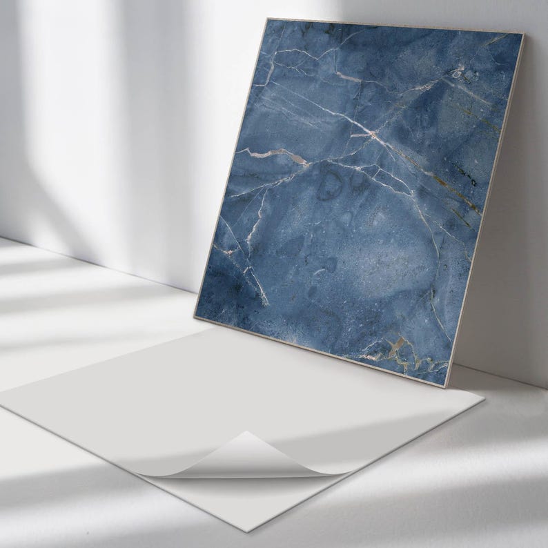 Natural Stone Pattern Tile Stickers, Navy Peel and Stick Tiles, Tile ...