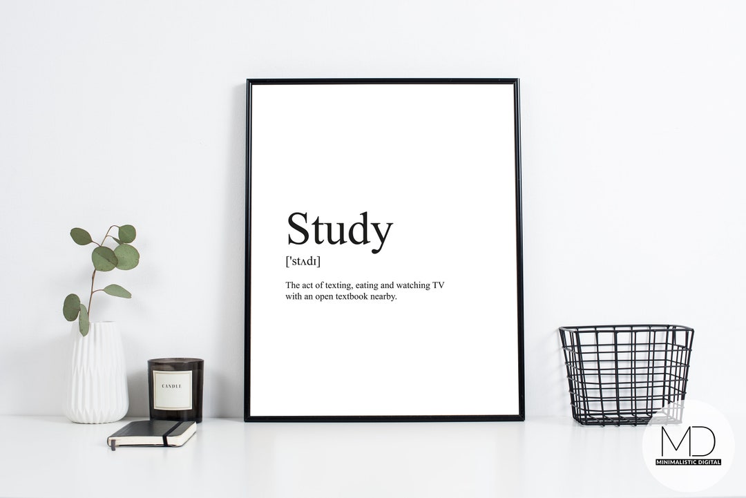 Study Definition Print - Poster Large Wall Art - Humor Poster - Modern ...