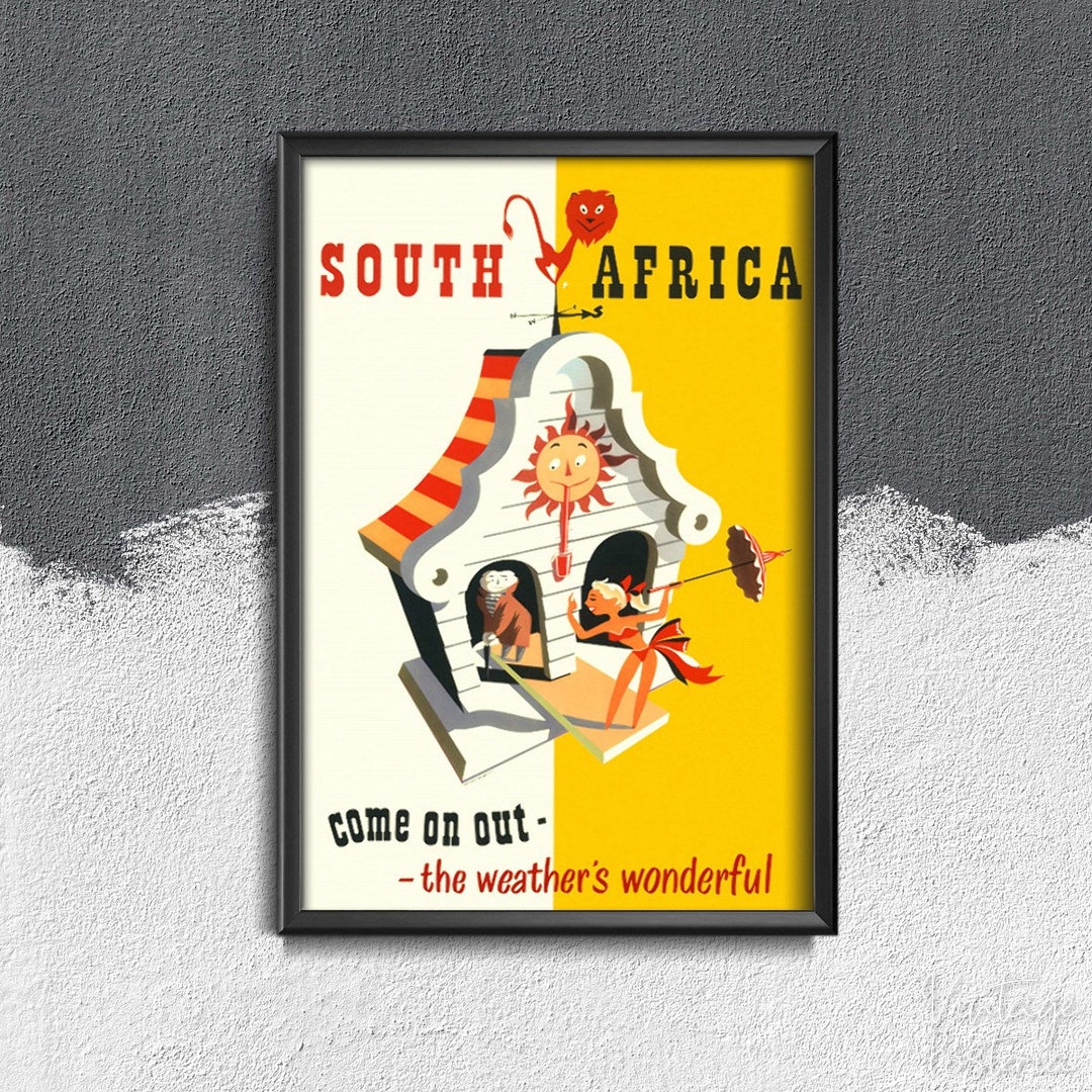 South Africa Come on Out Travel Poster Retro Poster, Retro Wall Art ...